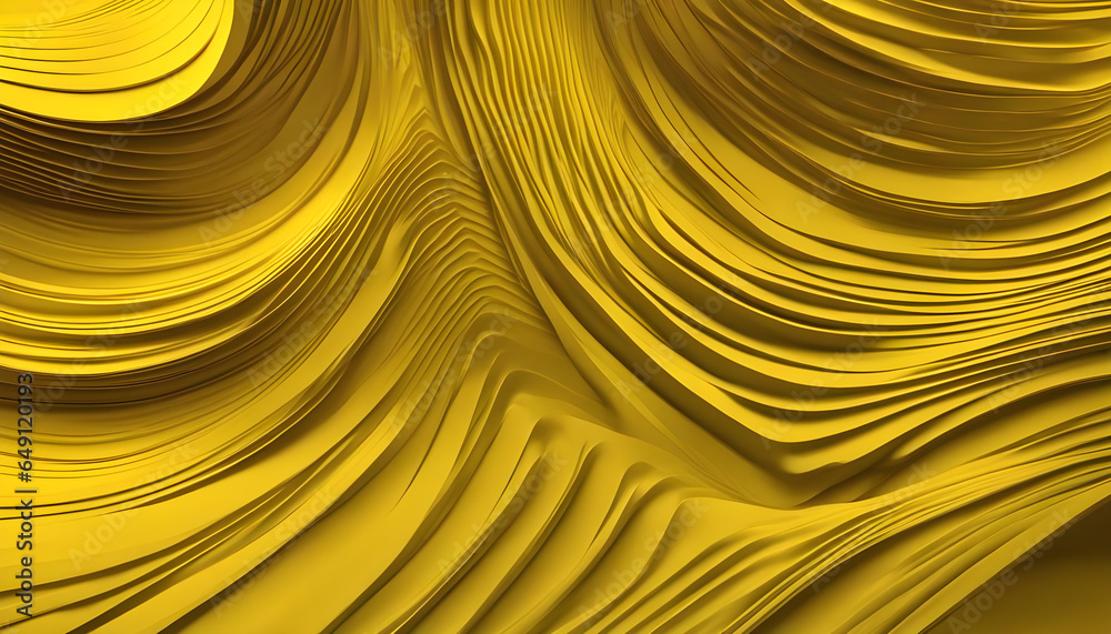 Beautiful curve lines of piled up golden, Yellow Smooth Cloth ...