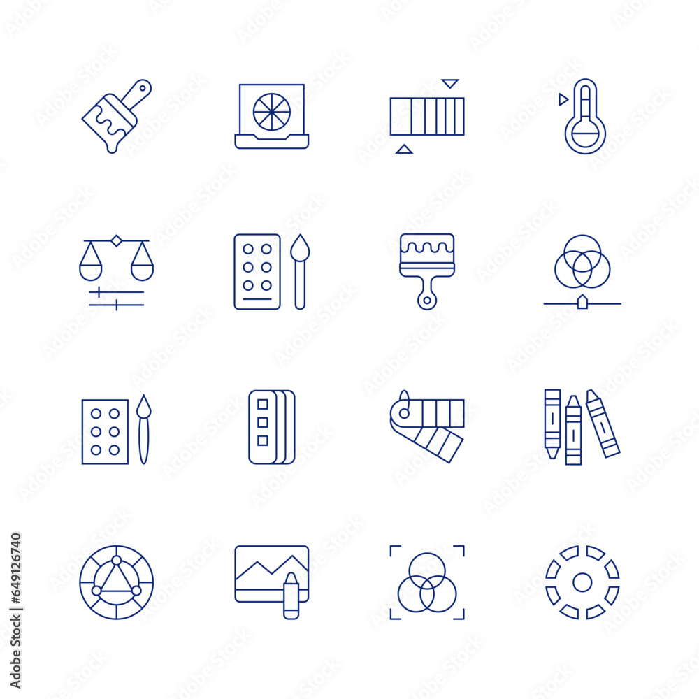 Color line icon set on transparent background with editable stroke ...
