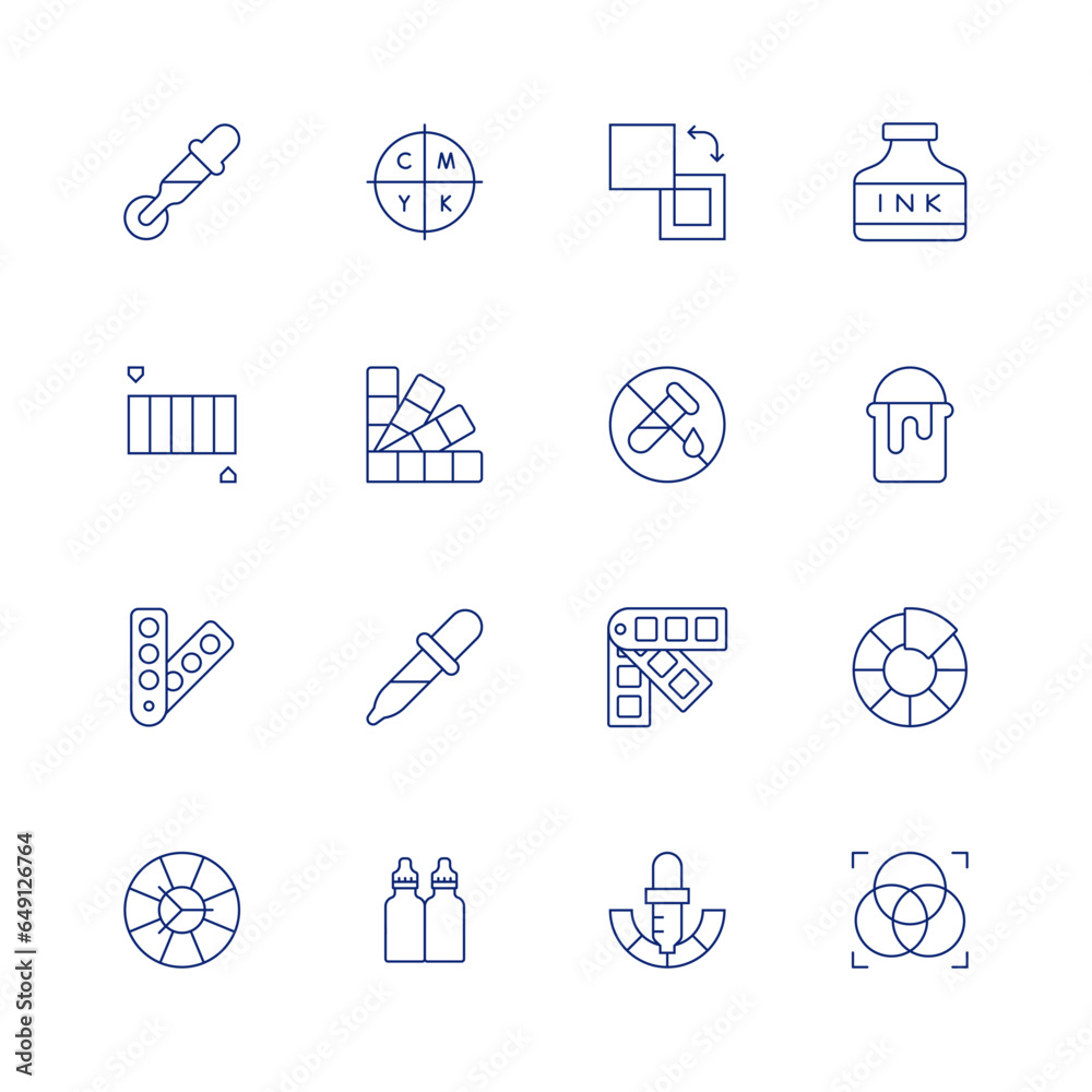 Color line icon set on transparent background with editable stroke ...
