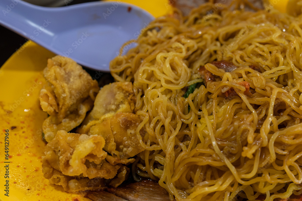 A tantalizing plate of Singapore's iconic Wan Tan Mee, showcasing the ...