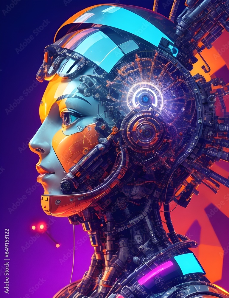 Futuristic Fusion: AI-Generated Art Blending Humans and Machines in ...