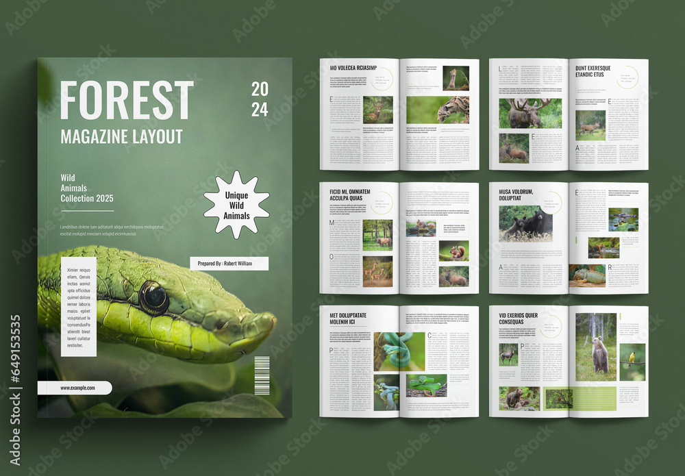 Forest Magazine Template Design Layout Stock Template | Adobe Stock