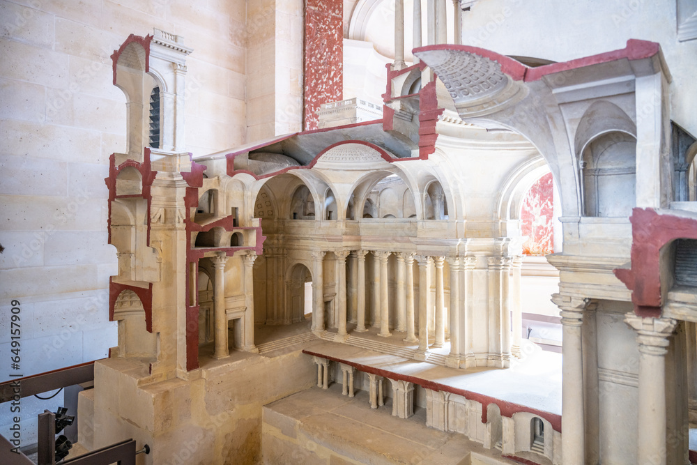 Scale miniature model of Pantheon placed inside the Pantheon in Paris ...
