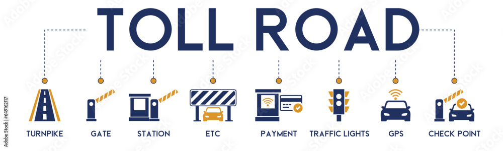 Toll road banner website icon vector illustration concept with icon of ...