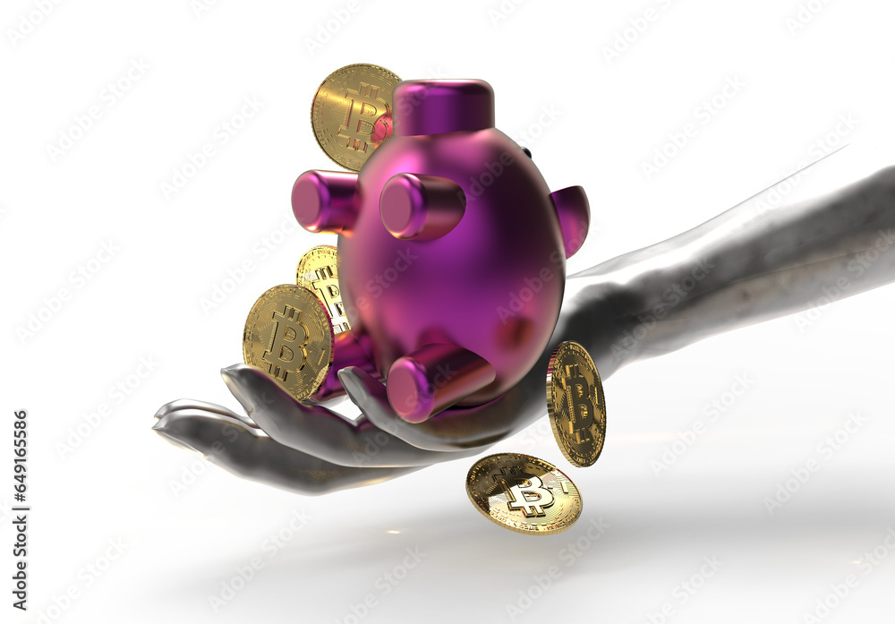 pink piggy bank sitting between the fingers of a hand playing with ...