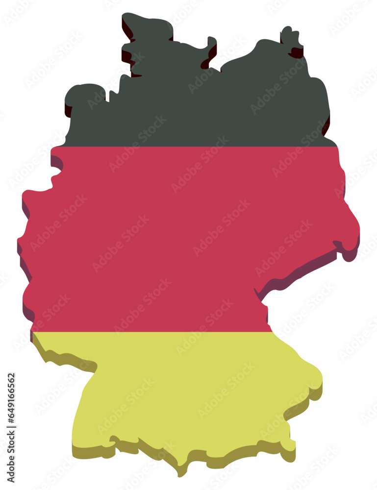 Vecteur Stock 3D map of Germany in German flag colors in cutout flat ...
