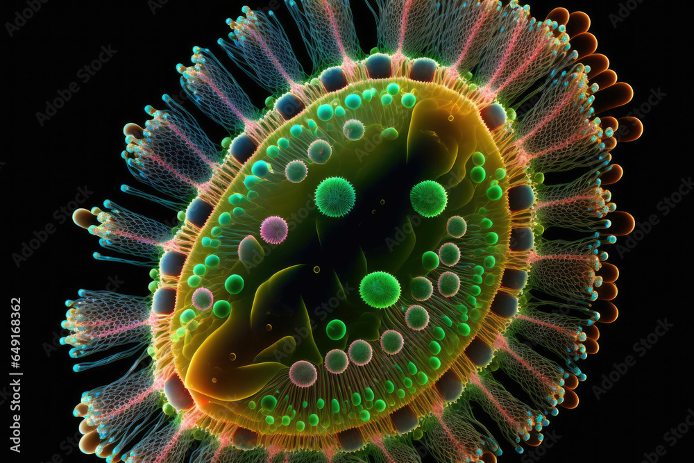 Cellular cell creature, microscope view, pond organisms, amoeba ...