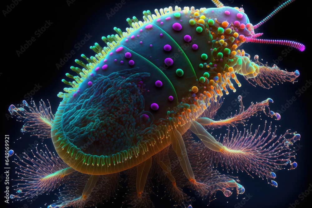 Cellular cell creature, microscope view, pond organisms, amoeba ...