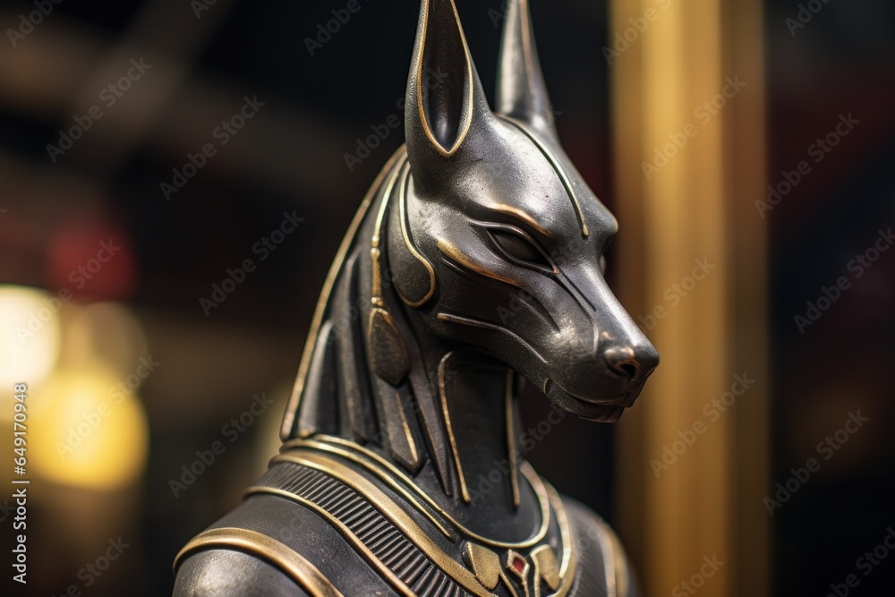 A picture of a statue depicting an Egyptian dog with a stunning golden ...