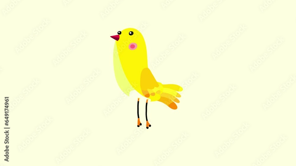 Canary bird yellow cartoon animation character jumping isolated ...
