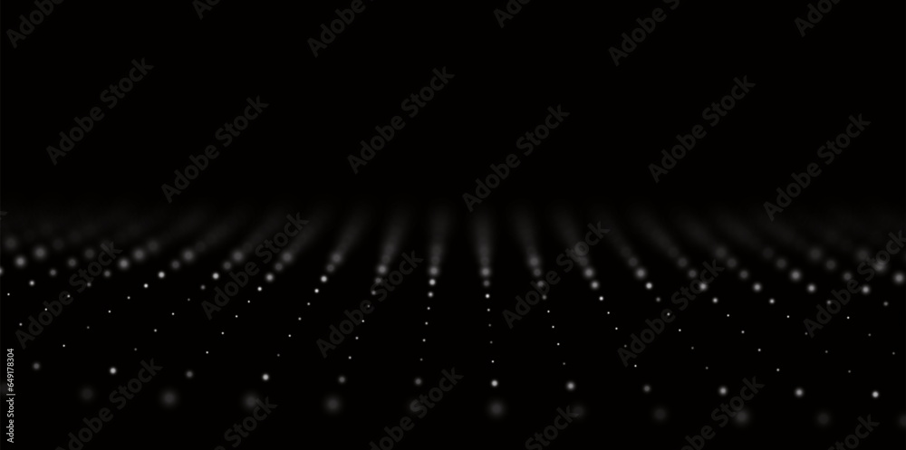 Abstract white particle background. Flow wave with dot landscape ...