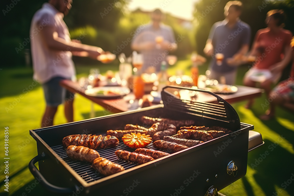 Family and Friends Delight in a Picnic BBQ Grill, Soaking up the Sun ...