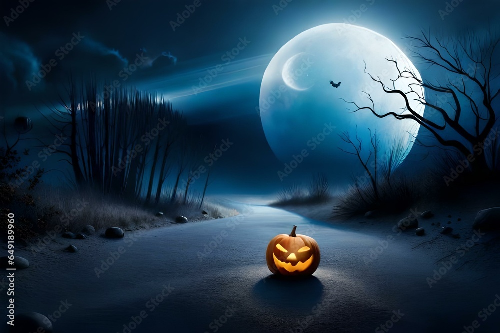 a Halloween scene with ghostly silhouettes, eerie paw prints, and ...