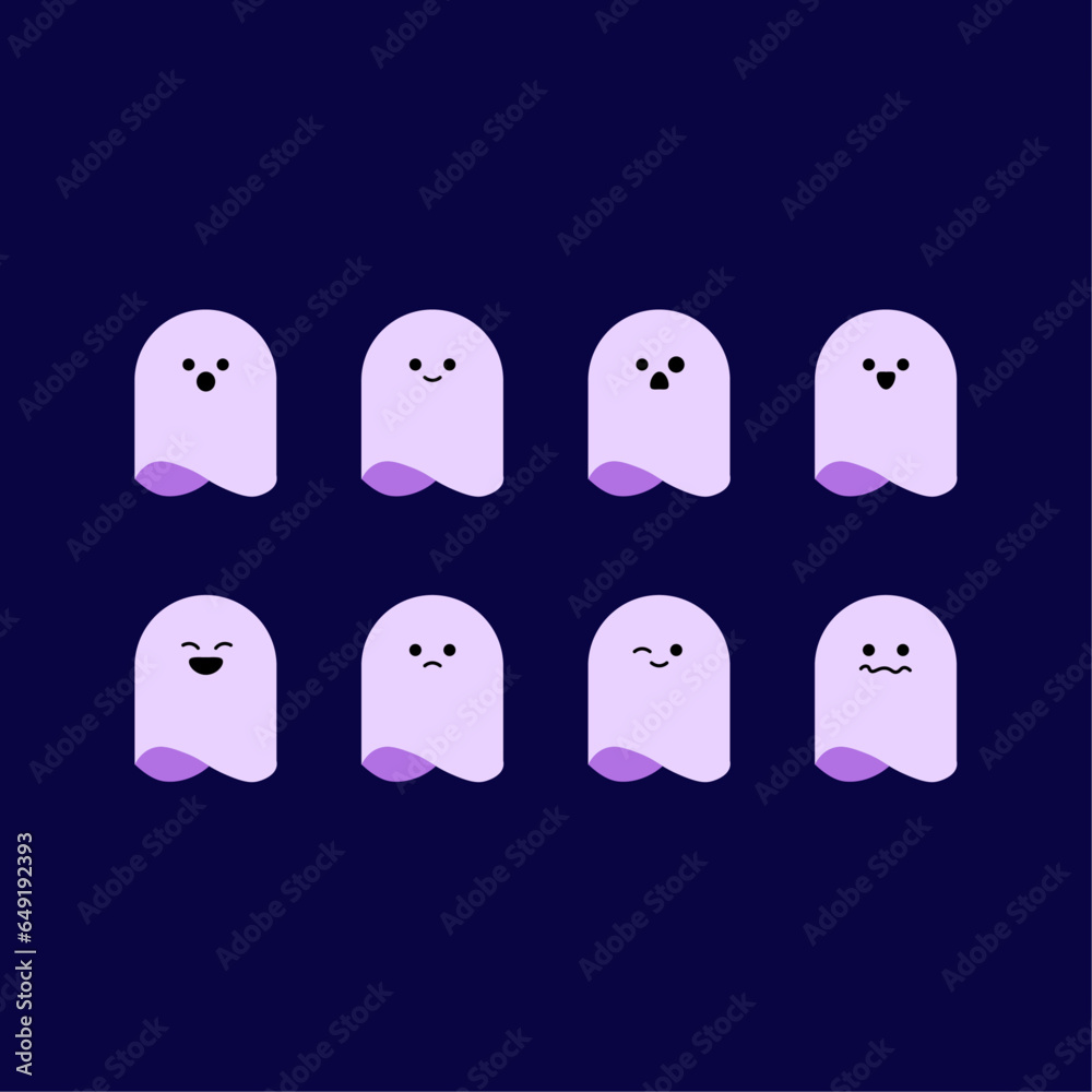 Illustration vectorielle d'Halloween. Fantômes d'Halloween colorés ...