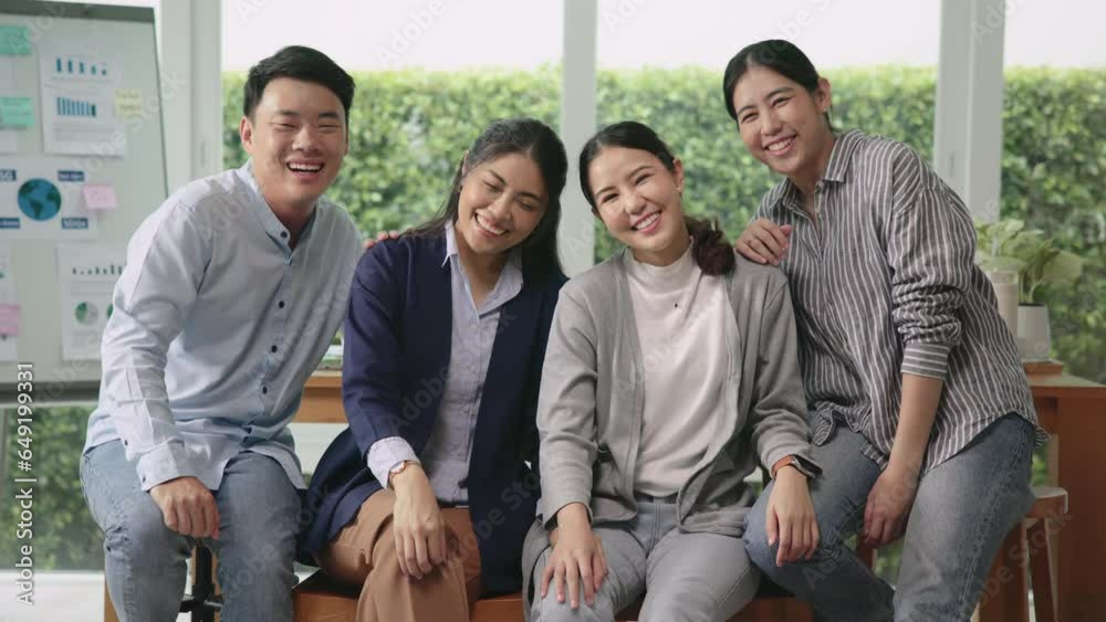Young adult asia people diverse team group Gen Z go green workforce ESG ...