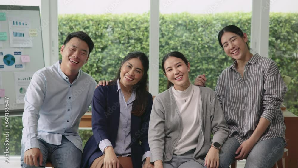 Young adult asia people diverse team group Gen Z go green workforce ESG ...