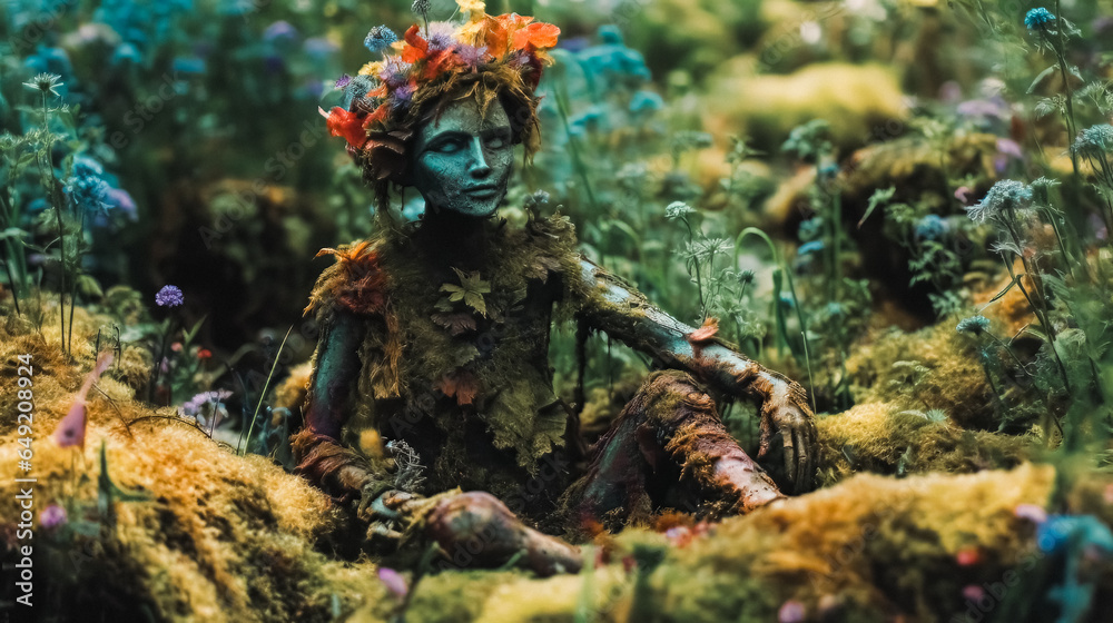 An Unsettling Image of a Human Statue Engulfed by Jungle Flora, Nature ...