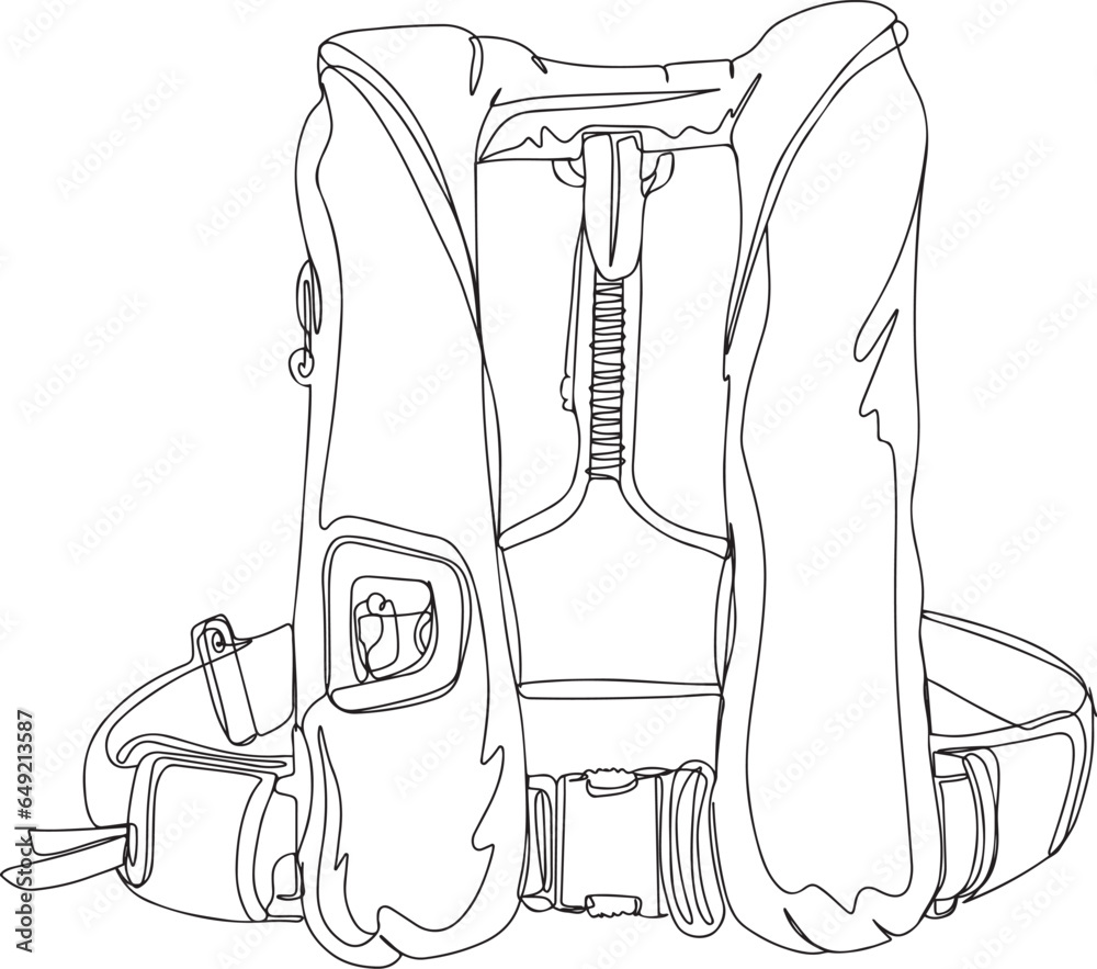 Hand-Drawn Life Protective Gear - Water Jacket Sketch, Doodle Drawing ...