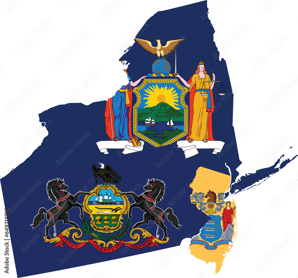 Map of US federal states of Mid - Atlantic region of United States of ...