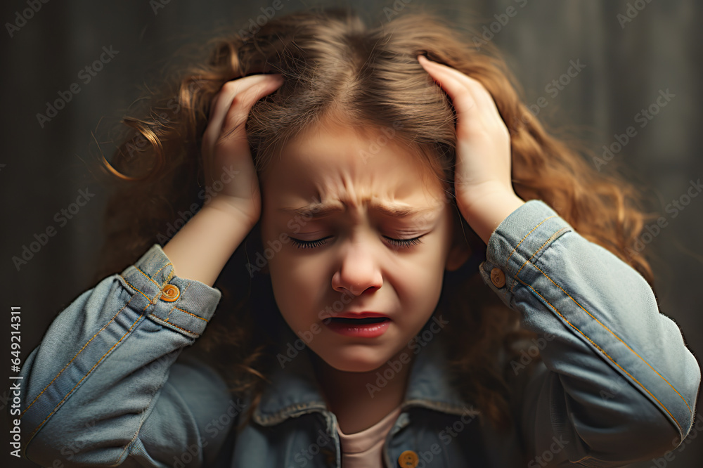 Emotional Turmoil A Young Girl Expressing Stress and Sorrow, Shedding ...
