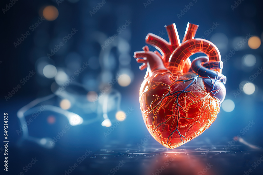 Heart of Health A Medical Background Featuring a Human Heart with a ...