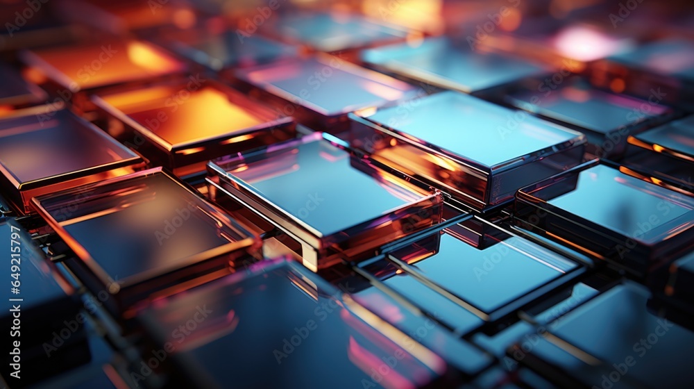 Abstract high-tech background with colorful square blocks Stock Photo ...