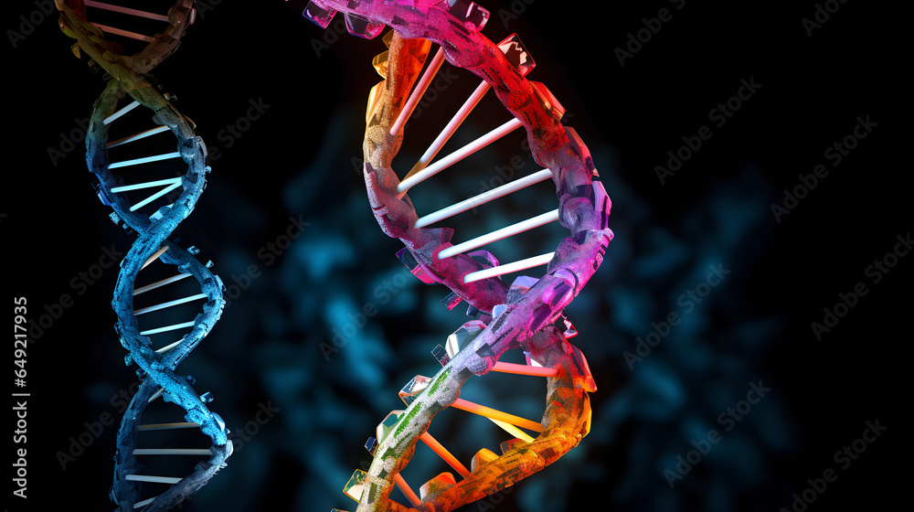 Intricate representation of the DNA double helix structure. Picture the ...