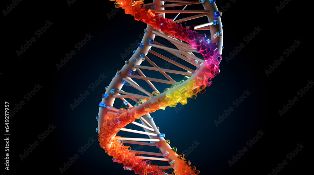 Intricate representation of the DNA double helix structure. Picture the ...