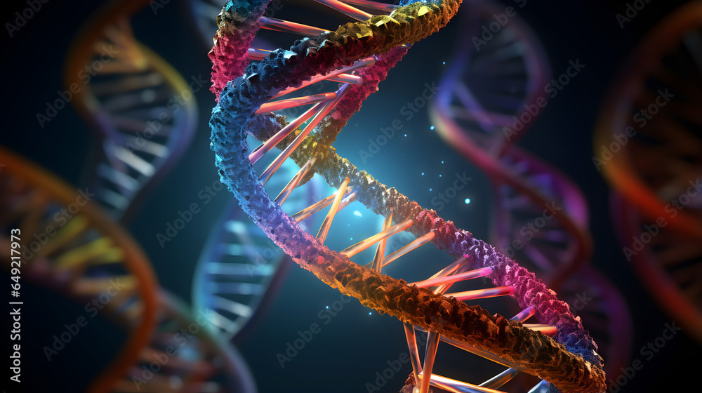 Intricate representation of the DNA double helix structure. Picture the ...