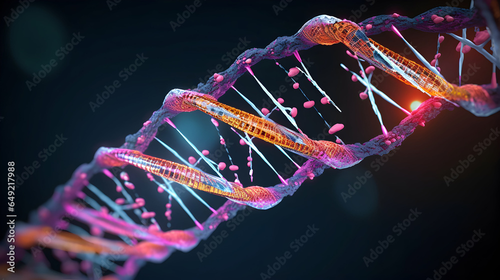 Intricate representation of the DNA double helix structure. Picture the ...