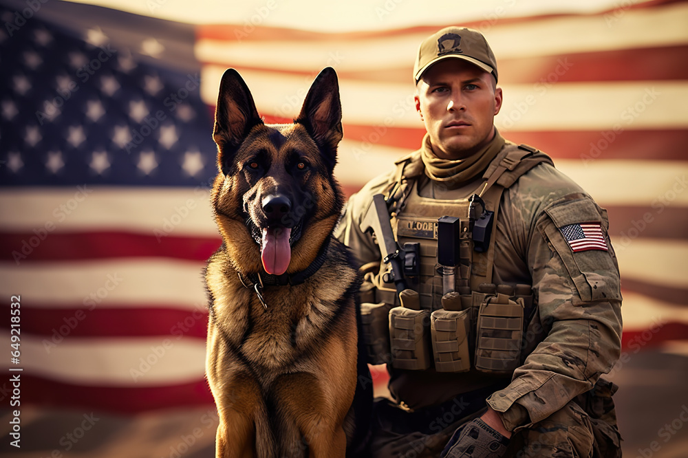 Guardians of Freedom American Military Man and Loyal Service German ...