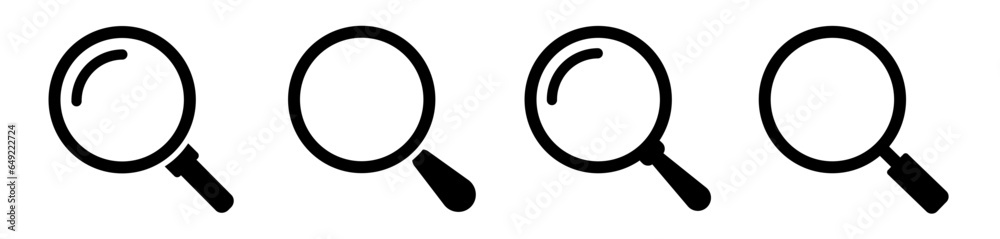 Magnifying glass. Loupe instrument set icon. Magnifying sign, glass ...