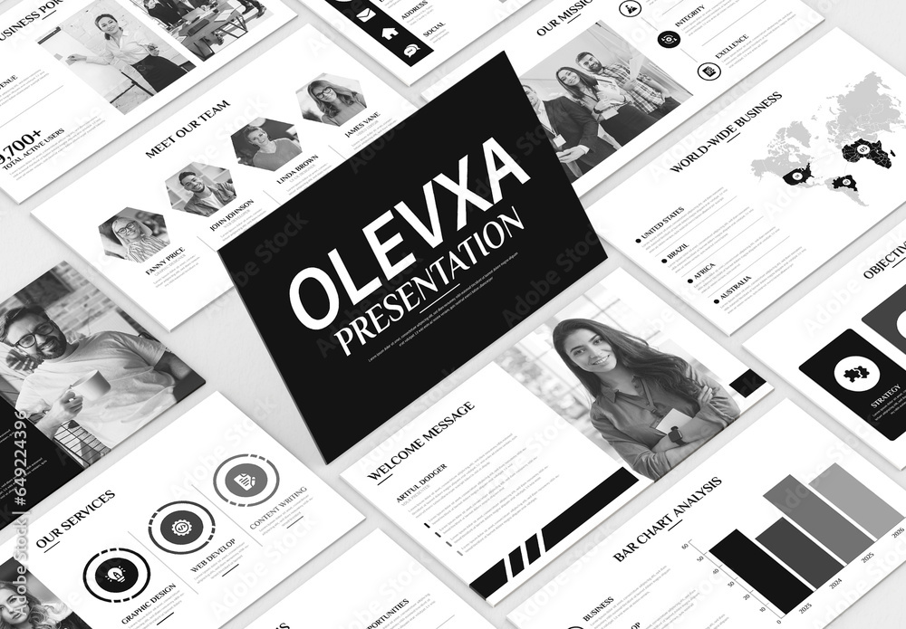 Black Minimal Presentation Design Layout for Business Stock Template ...