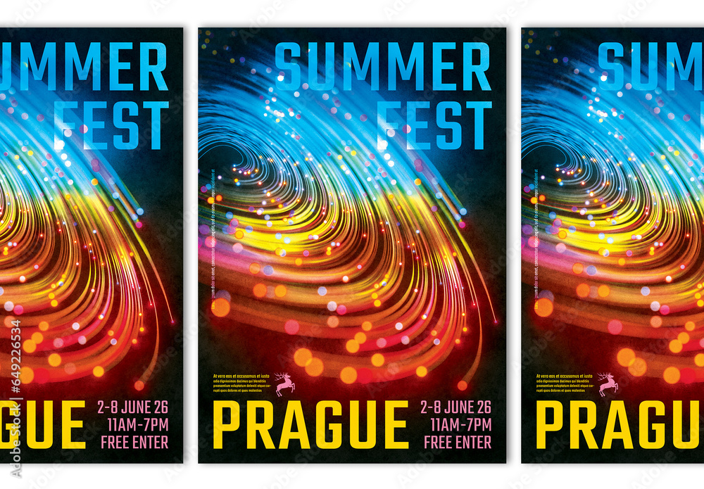 Modern Poster Layout Design with Abstract Colorful Digital Lines Wave ...