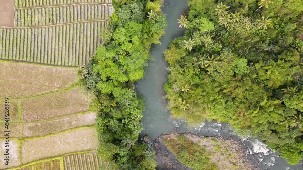 Top Down view of Moving River Flow with Rapids. Aerial View of Natural ...