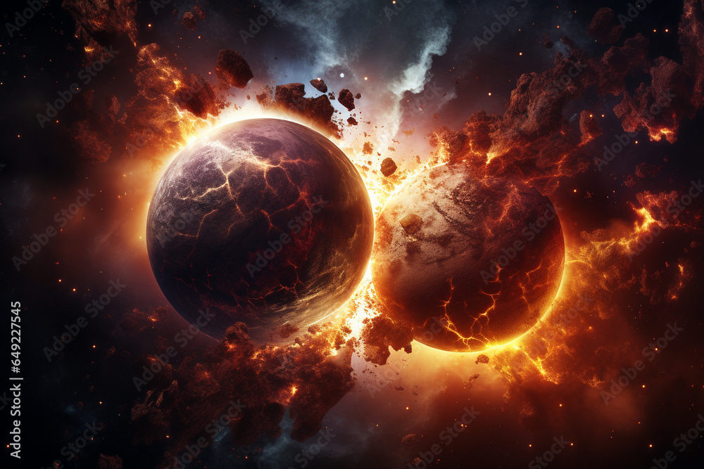 The visualization of a planetary collision, a dramatic event in the ...