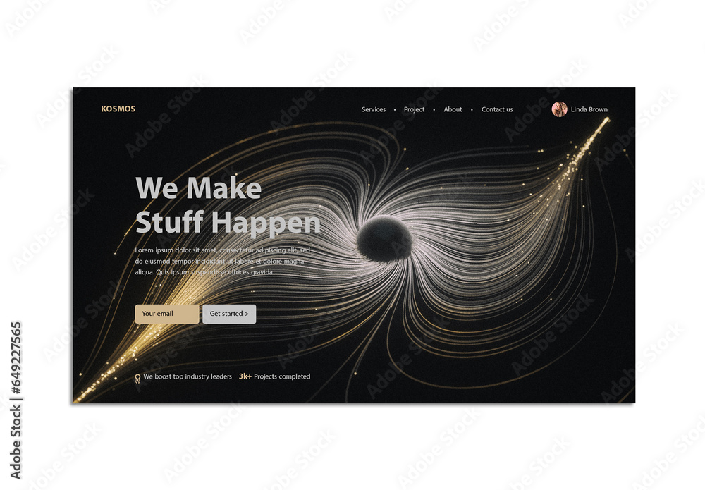 UI Desktop Layout Design with Futuristic Abstract Technology Background ...