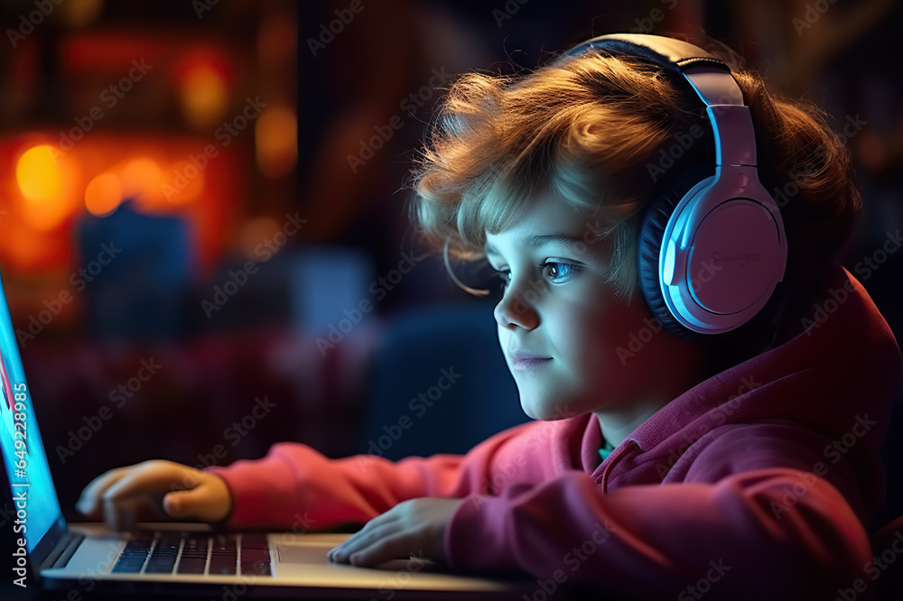 Young Genius of the Virtual Realm Clever Little Kid Gamer in the ...