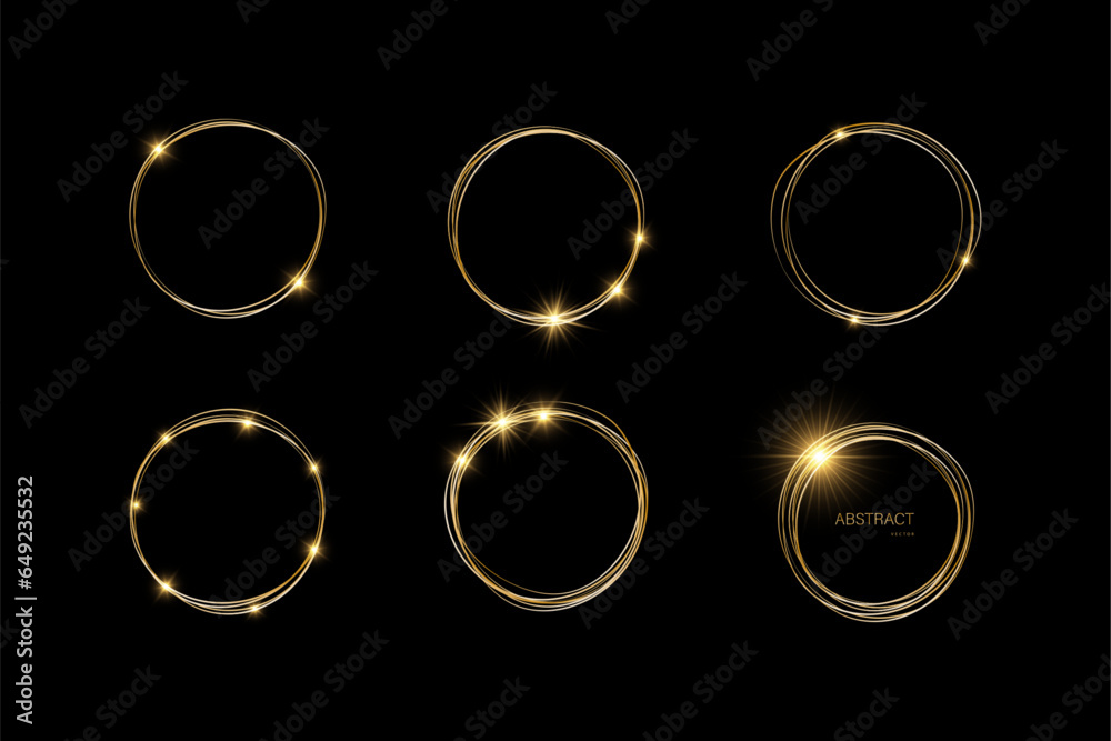Abstract sparkling golden frame light effect on transparent background ...
