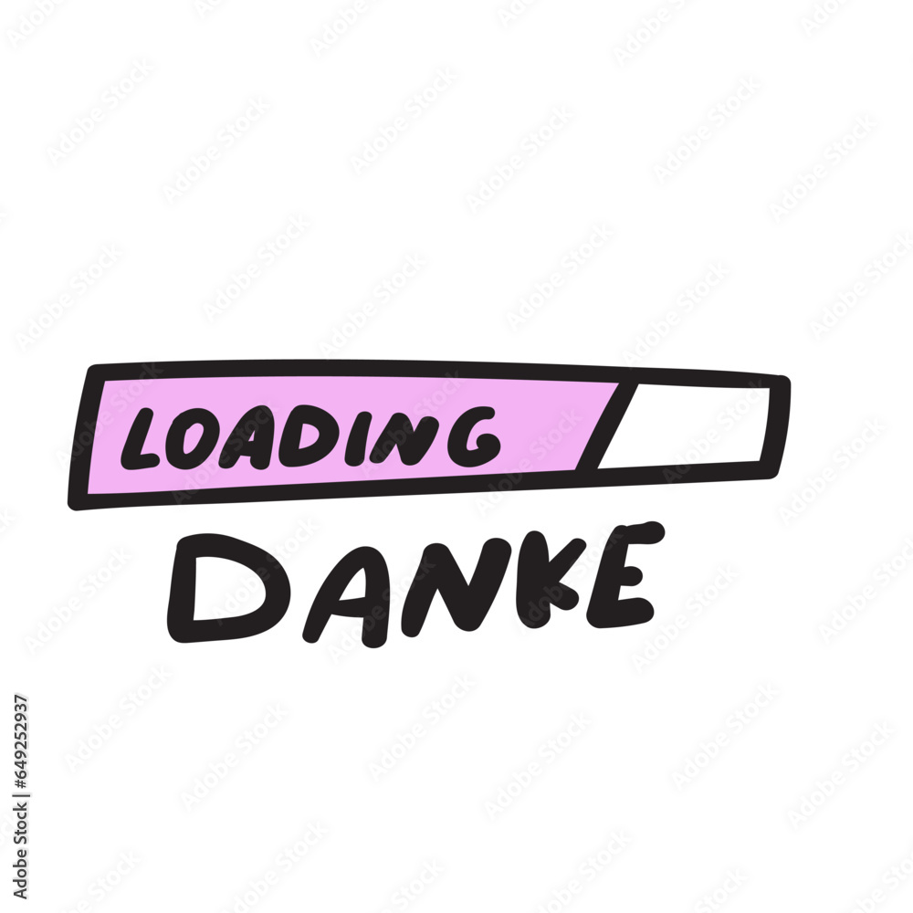Danke loading. German language. Thank you. Vector graphic design. Hand ...