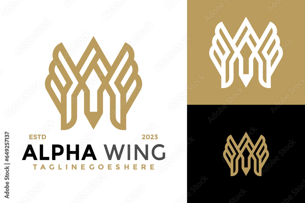 Letter A Alpha Wing Logo design vector symbol icon illustration Stock Vector | Adobe Stock
