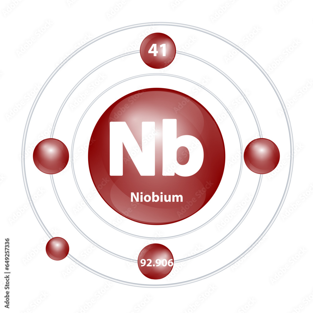 Icon Niobium (Nb) structure chemical element round shape circle dark brown with surround ring ...