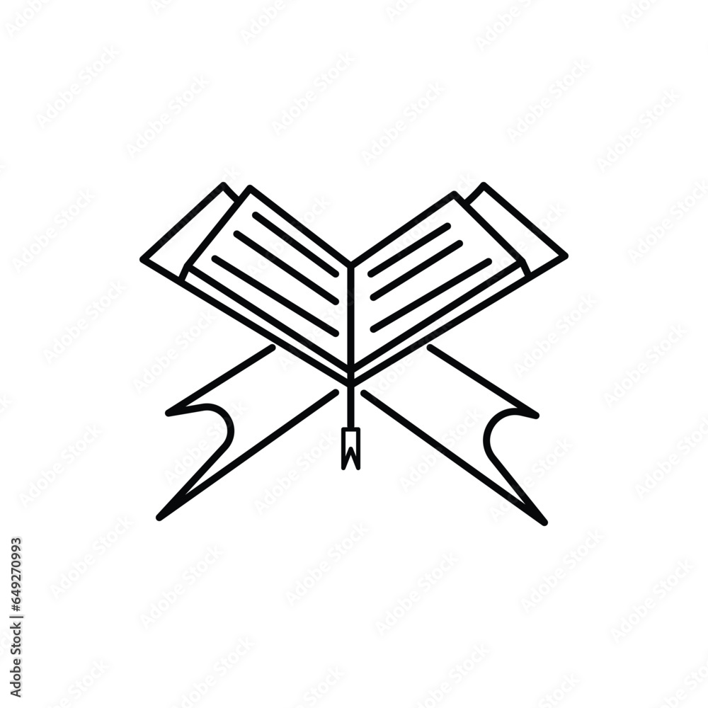 Quran islamic holy book icon. Education Logo Muslim Study. Ramadan ...