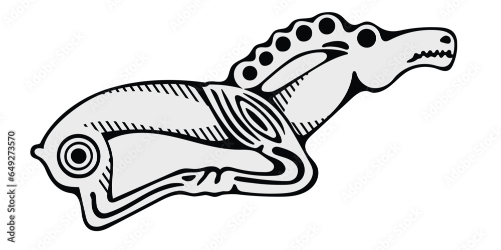 Stylized drawing, ancient Scythian art, ethnic theme, vector design ...
