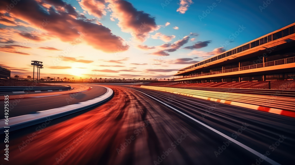 Big race track backdrop. Outdoor Race Track Arena place, nobody. Empty ...