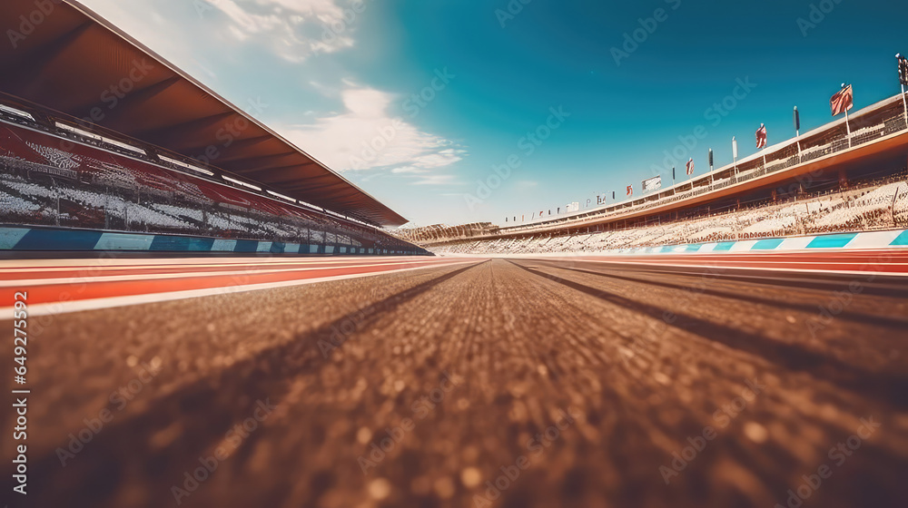Big race track backdrop. Outdoor Race Track Arena place, nobody. Empty ...