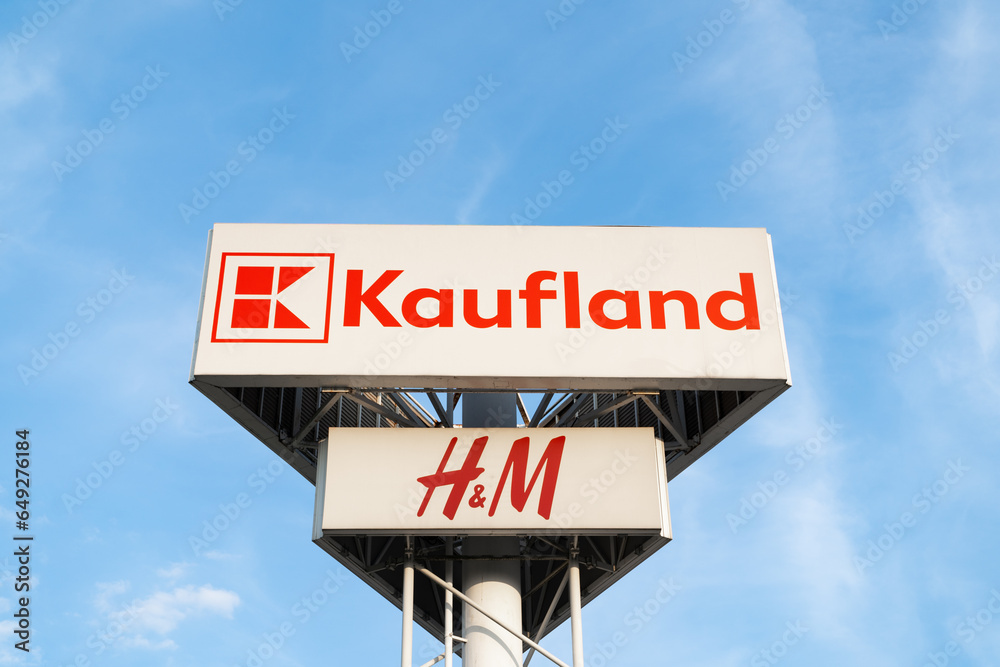 Kaufland hypermarket shop logo sign. German supermarket retail chain ...