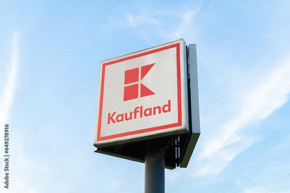 Kaufland hypermarket shop logo sign. German supermarket retail chain ...