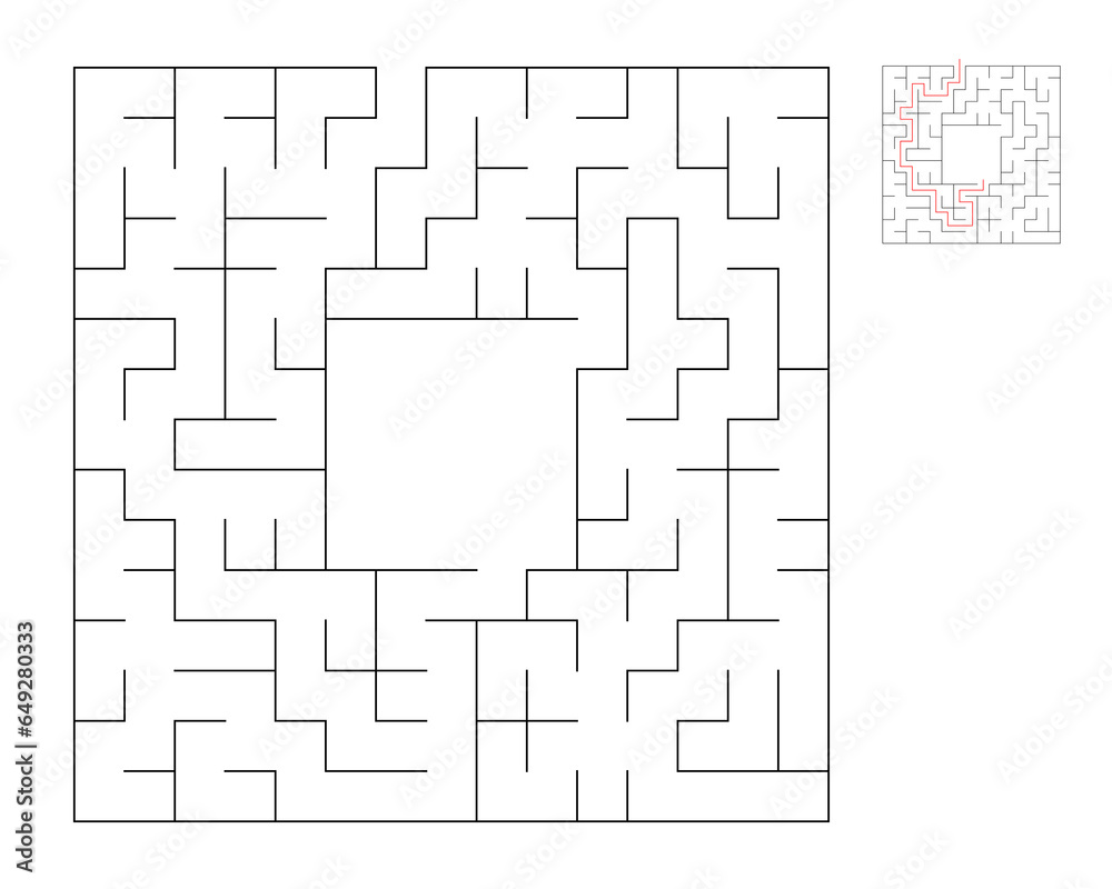 Square maze, logic game with labyrinths. maze game. A maze with answers ...