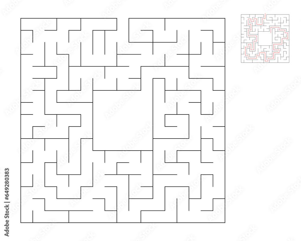 Square maze, logic game with labyrinths. maze game. A maze with answers ...